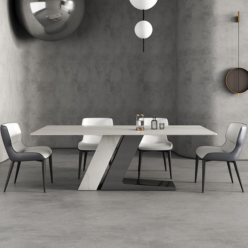 Stone Rectangle Dining Table Contemporary Dining Table with Pedestal B