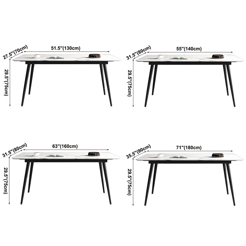 Modern Style Home Sintered Stone Dining Table 4 Legs Rectangular Table