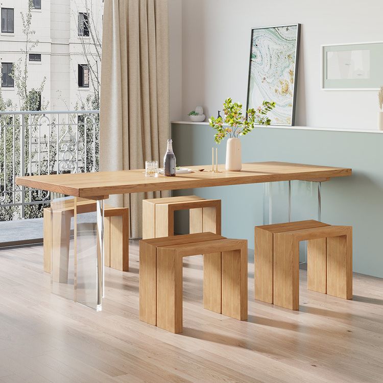 Rectangle Double Base Dining Table Modern Pine Wood Table for Living R