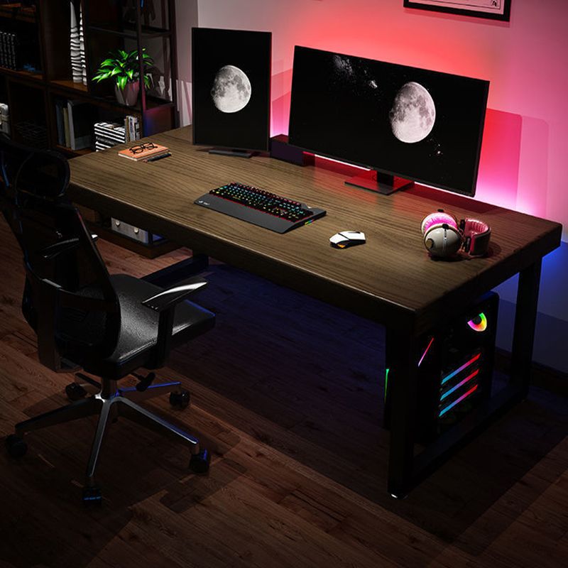 Industrial Rectangular Gaming Desk Solid Wood 29.53" Tall Computer Des