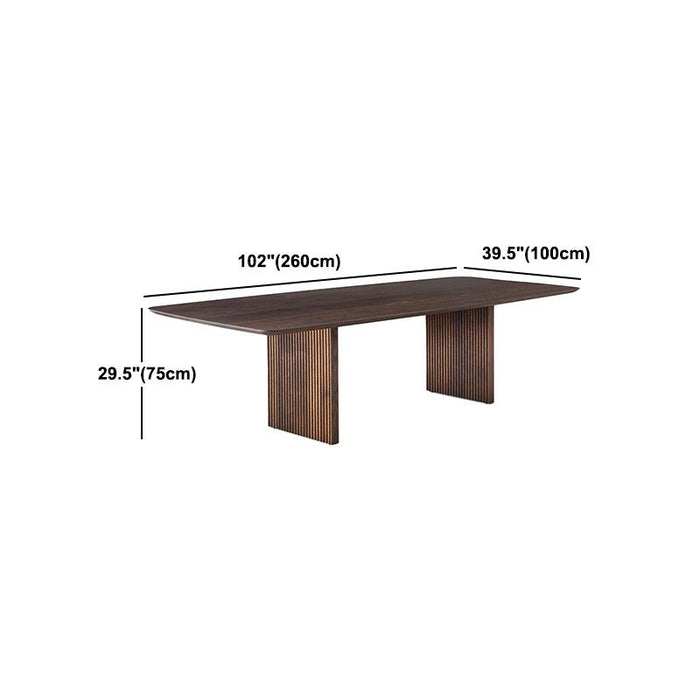 Solid Wood Modern Dining Table Rectangle Kitchen Furniture with Double