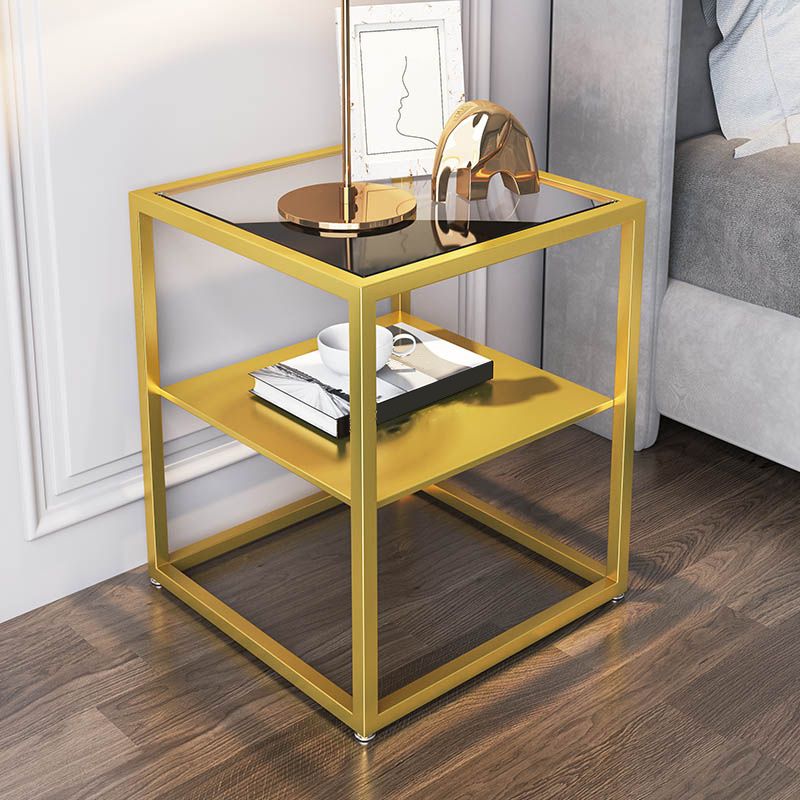 21 Inch H Night Table Open Storage Metal Glass Top Shelf Included Nigh