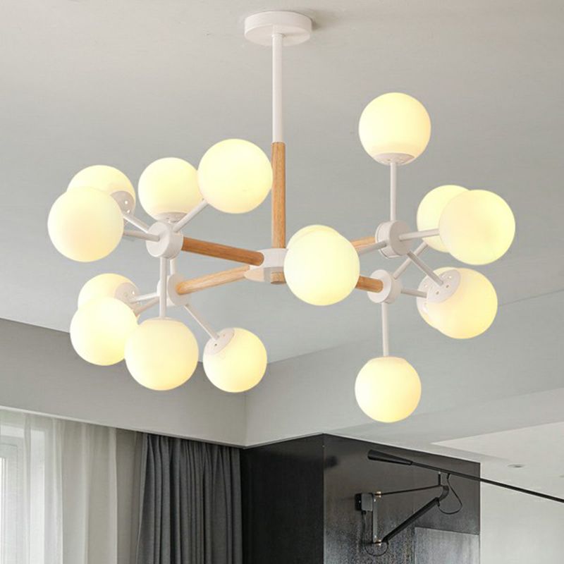 Wood Molecule Chandelier Light Fixture Nordic Metal Pendant Light with
