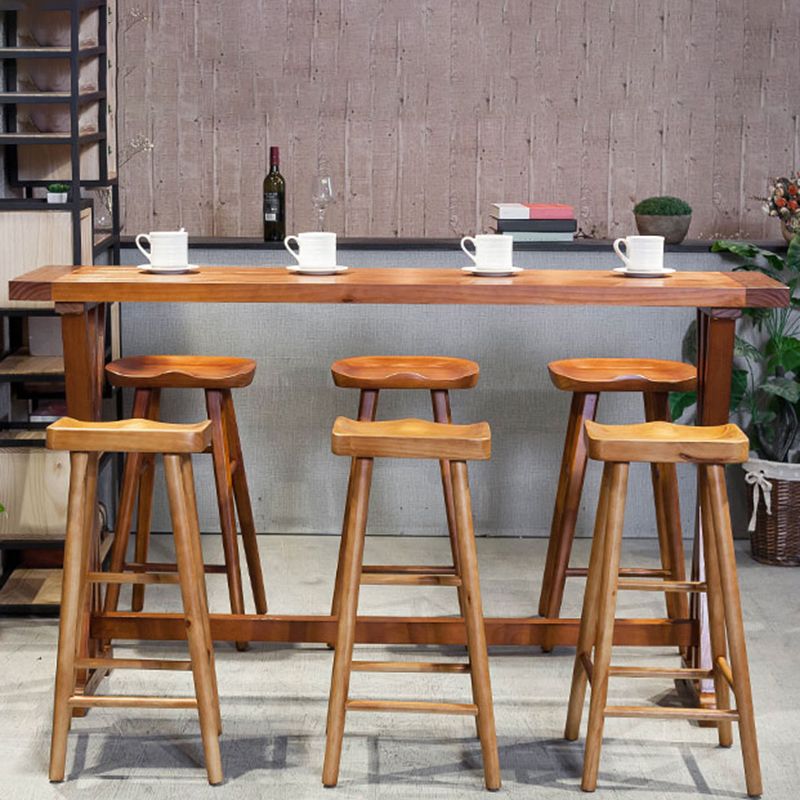 Brown Solid Wood Top Bar Table for Small Places Contemporary Pub Table