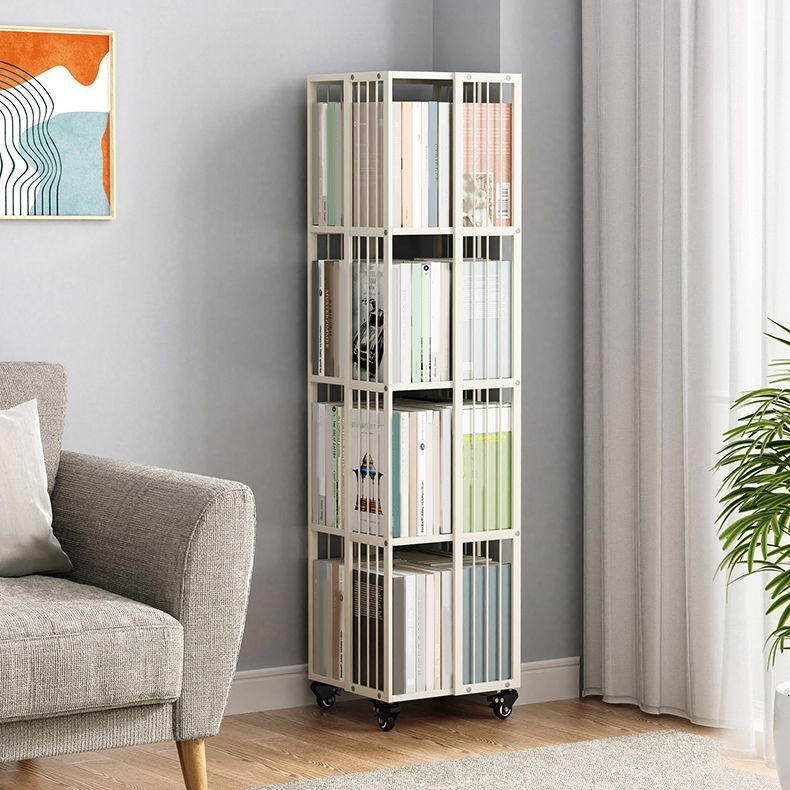 Steel Beige Shelf Bookcase 13.8" Wide Contemporary Bookshelf for Home