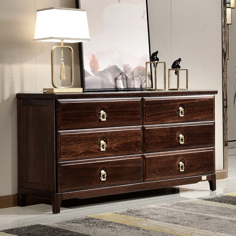 Mid-Century Modern Accent Chest Rectangle Brown Lacquered Wood Chest