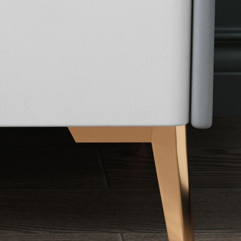 Modern 20 Inch H Night Table Stone Top 2-Drawer Storage Nightstand wit