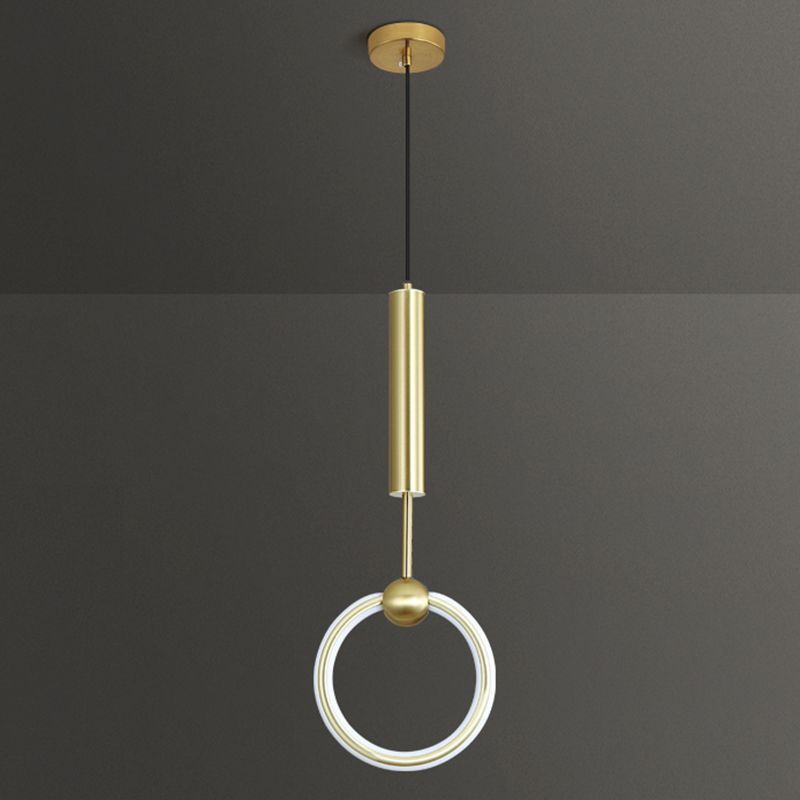 Ring and Oval Shape LED Pendant Light Modern Style Simple Metal Ceilin