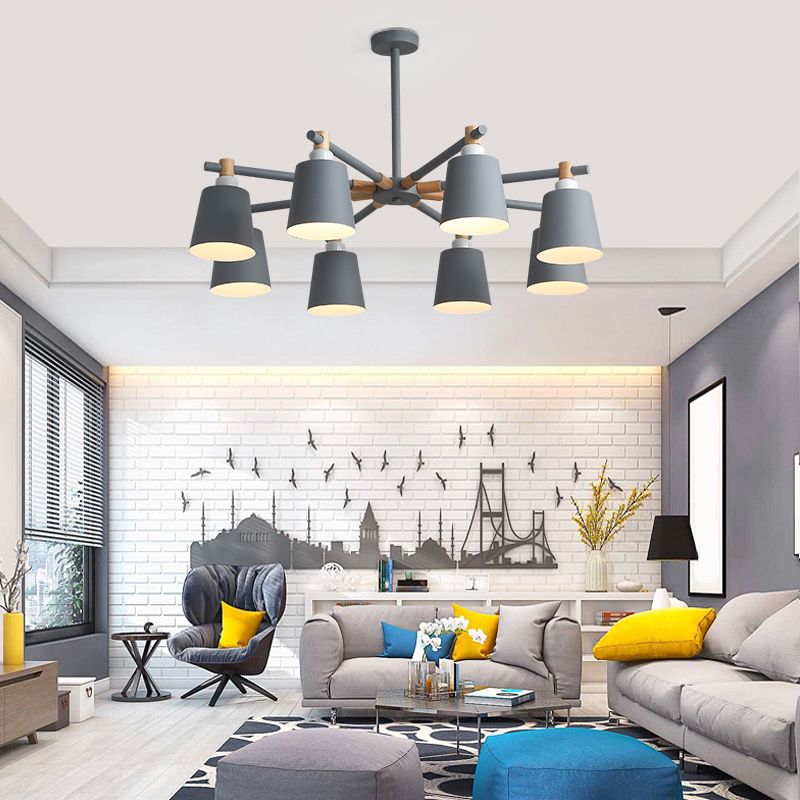 Horn Shade Hanging Light Fixture Nordic Metal Bedroom Ceiling Chandeli