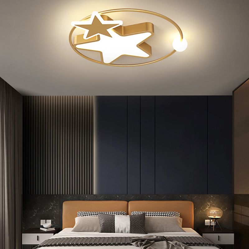 Modern Style Star Shape Ceiling Fixtures Metal 3 Light Flush Ceiling L