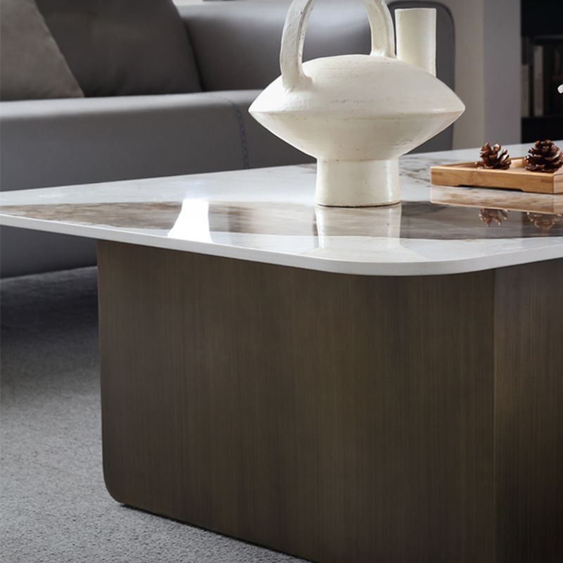Marble White Rectangular Coffee Table Modern Round Cocktail Table