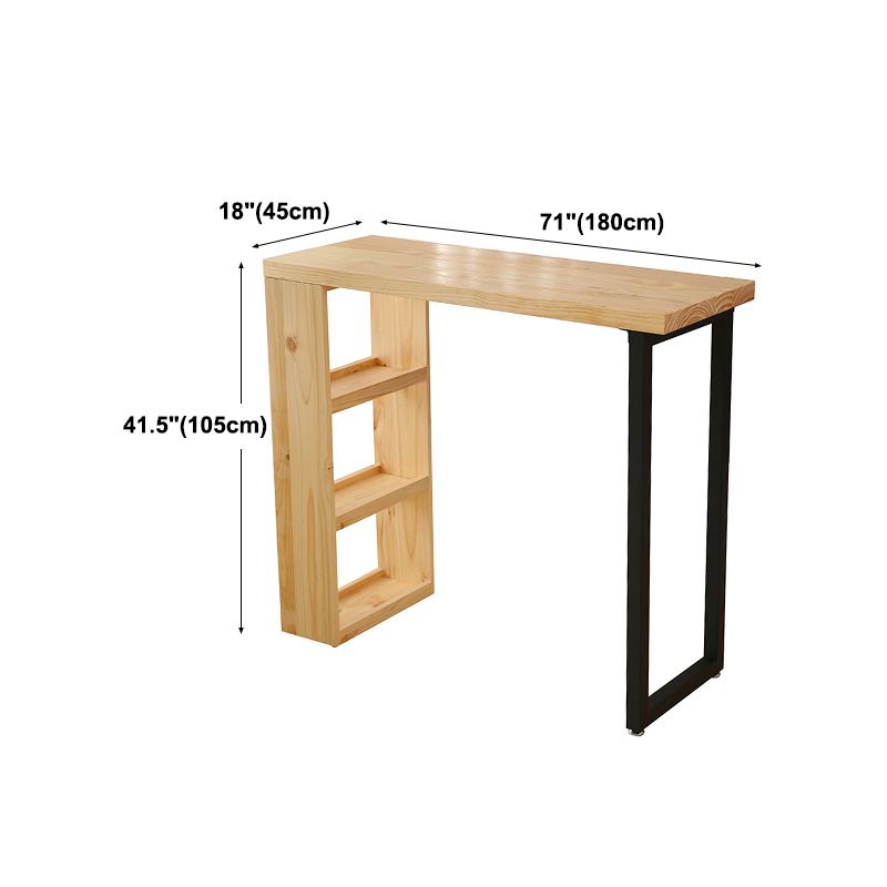 Rectangle Wood Top Counter Table Metal Black Legs Industrial Bar Table