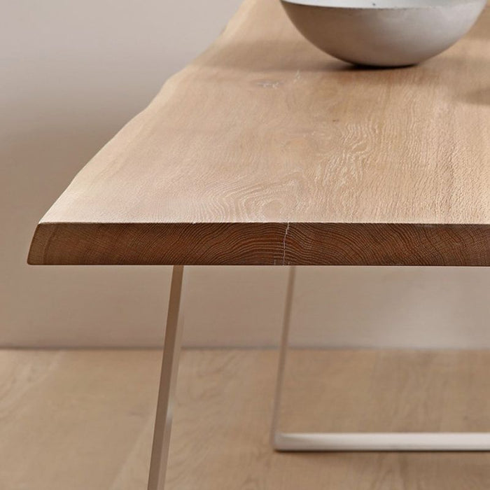 Rectangle Shape Luxury Dining Table Wood Color Fixed Table with Solid