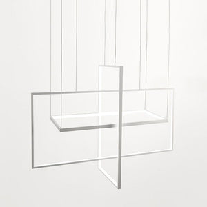 Metal Rectangle Frames LED Chandelier Modern Black/White Suspended Lig