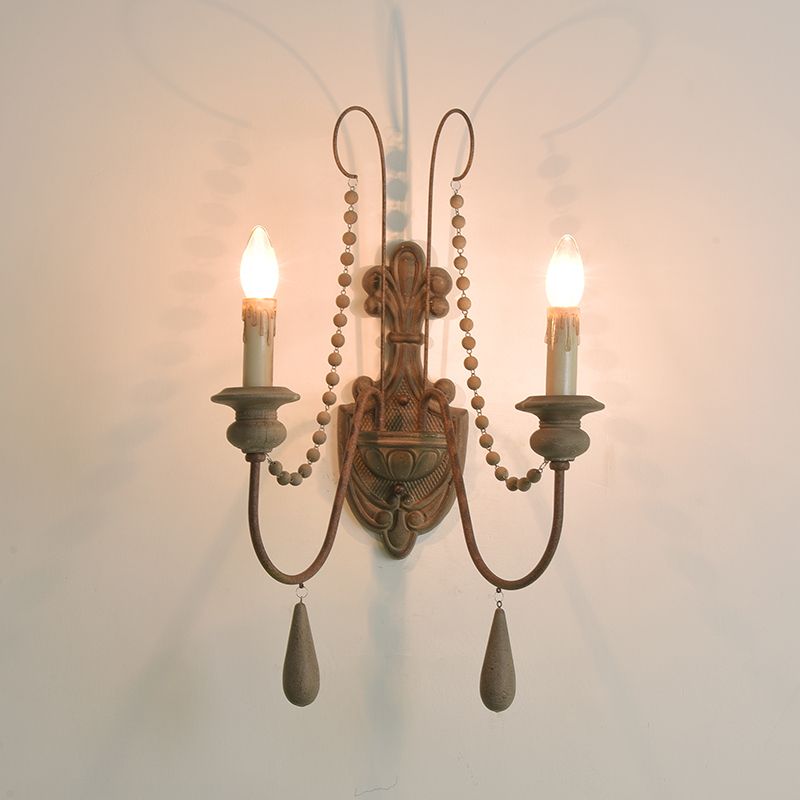 Wood Rust Wall Light Sconce Curved Arm Traditional Wall Lighting Ideas