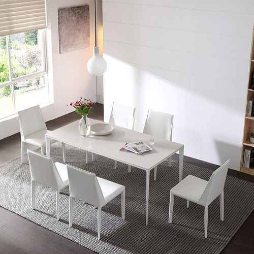 Simple White Kitchen Dining Table Sintered Stone Standard Dining Table