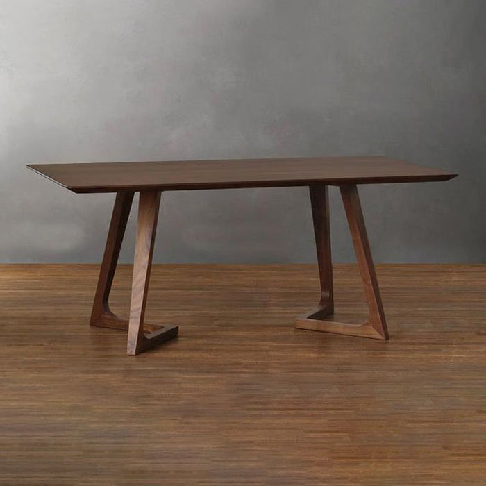 Modern Rectangle Dining Table Pine Solid Wood Table with Double Pedest