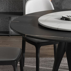 Modern Round Shape Kitchen Dining Table Sintered Stone Standard Dining