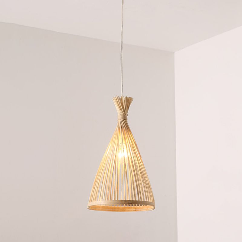 Funnel Restaurant Pendant Light Fixture Wood 1 Head 8"/10"/12" Wide Ja