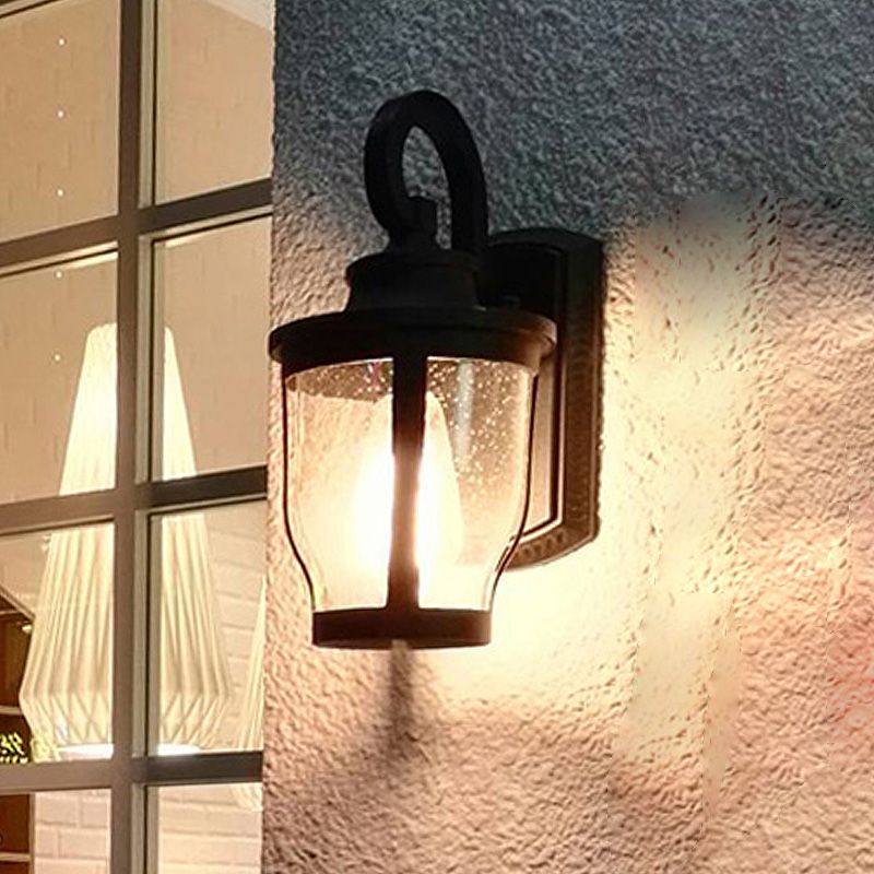 Gooseneck Outdoor Wall Light Fixture Industrial Bubble Glass 1 Light B