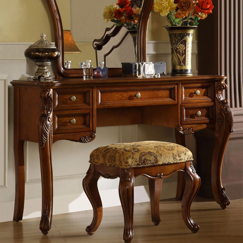 Traditional Bedroom Makeup Vanity Desk Table Solid Wood Vanity Dressin