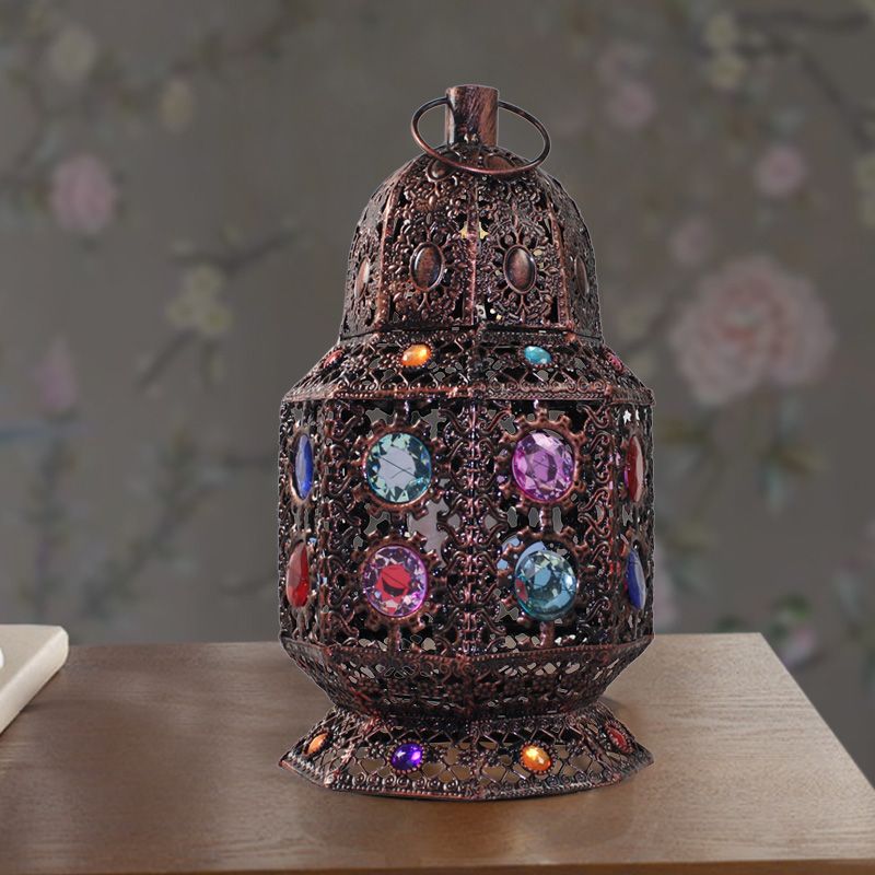 1 Head Metal Night Table Lamp Vintage Copper Lantern Living Room Night