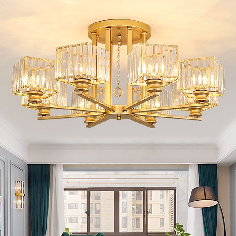 Artistic Radial Suspension Light Metallic Living Room Chandelier Light