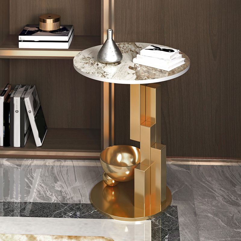 Contemporary Metal Corner Table Pedestal Round Living Room Sofa Side A