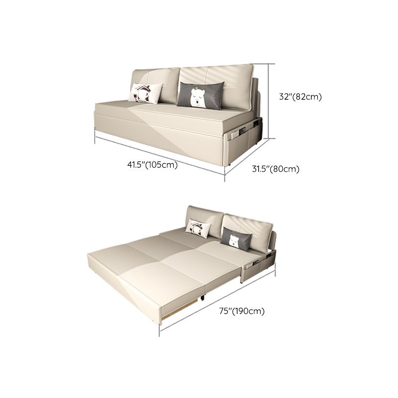 Bonded Leather Scandinavian Sofa Bed Armless White Convertible Sofas