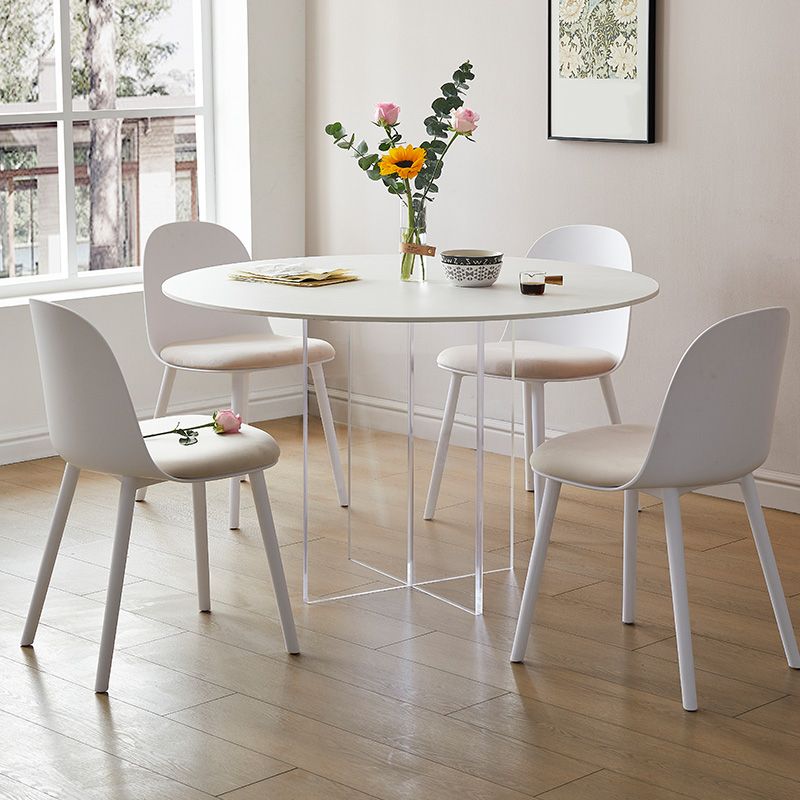 Round Dining Table Set 1/3/4/5 Pcs Acrylic Base Dining Table with Plas
