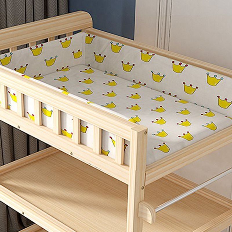 Wooden Shelf Baby Changing Table with Pad, Flat Top 2-in-1 Changing Ta