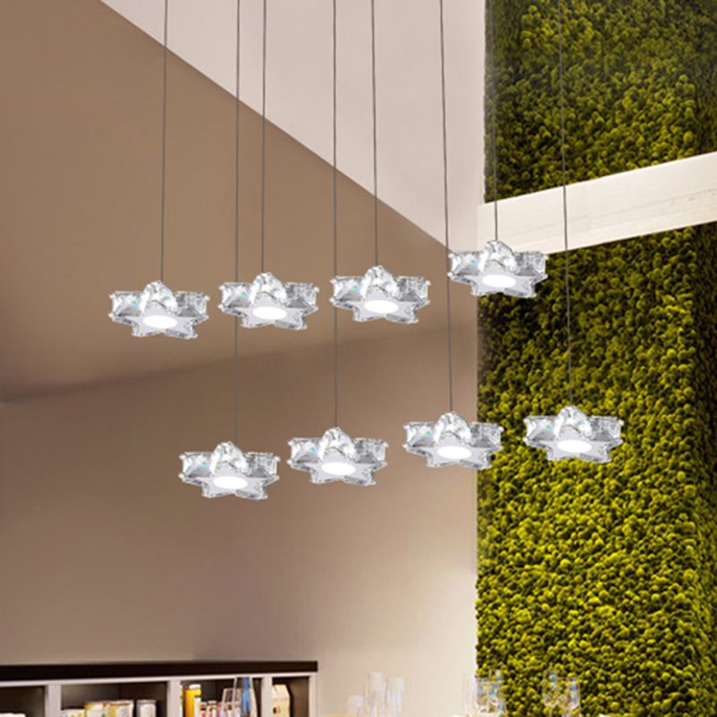 K9 Crystal Star LED Ceiling Light Minimalist Stainless-Steel Hanging P