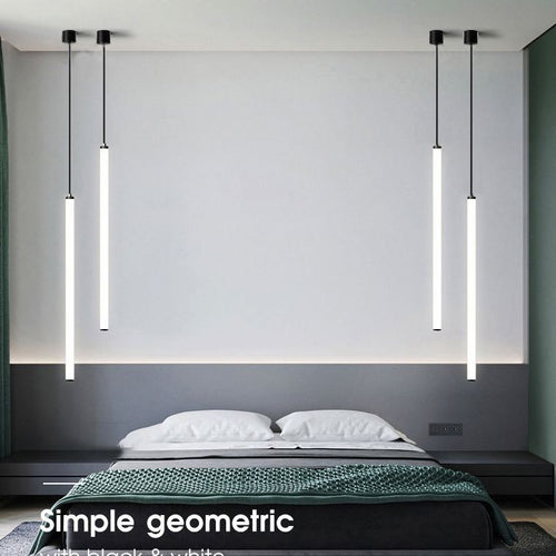 Acrylic Modern Simple LED Pendant Light Long Line Lamps for Bedroom Di