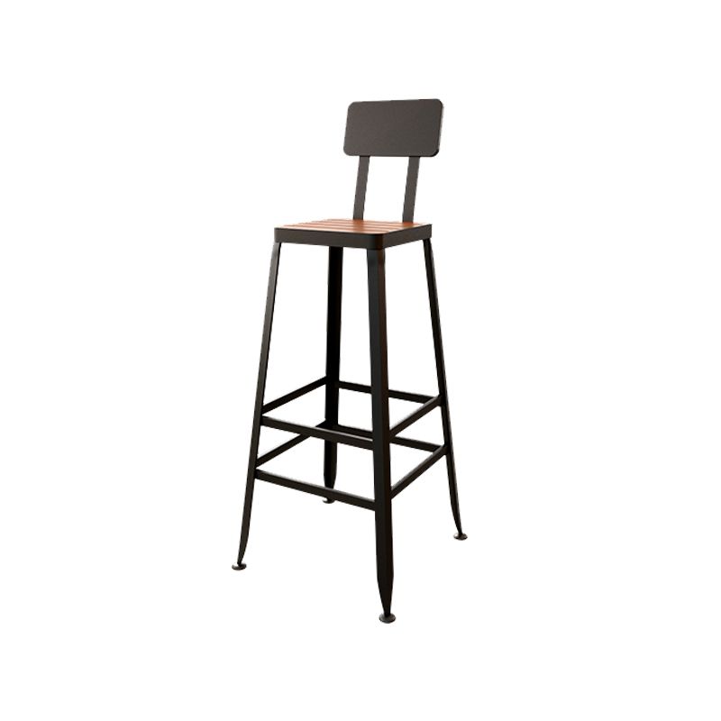 Iron Frame Bar Stool in Black and White Contemporary Low Back Armless
