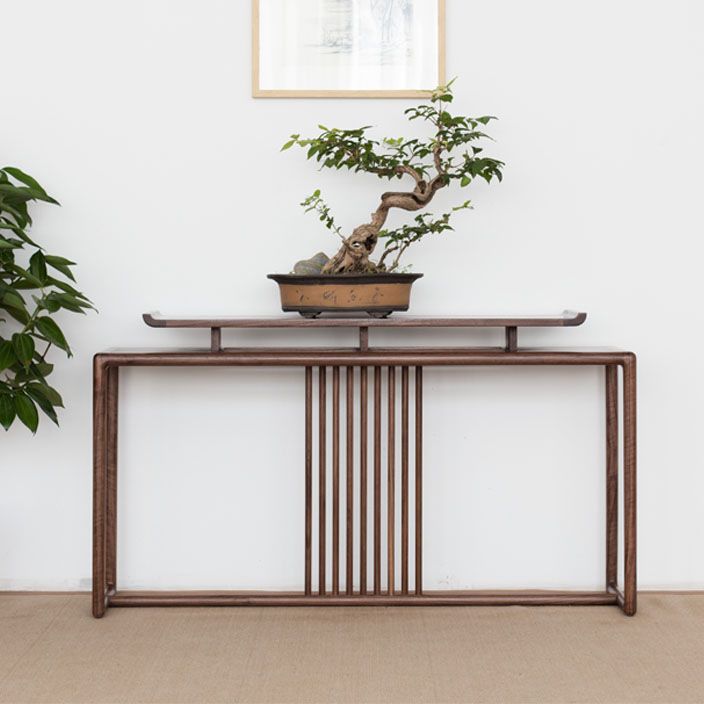 Solid Wood Rectangle Console Table 1-shelf Accent Table for Hall