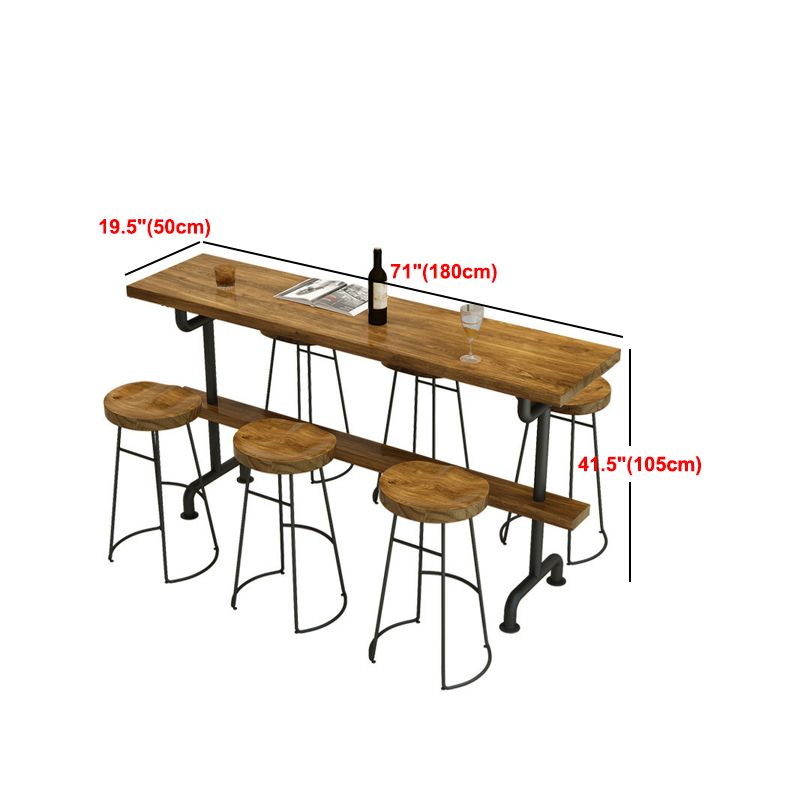 Wood Top Bar Dining Table Traditional Luxury Bar Table with Trestle Ba