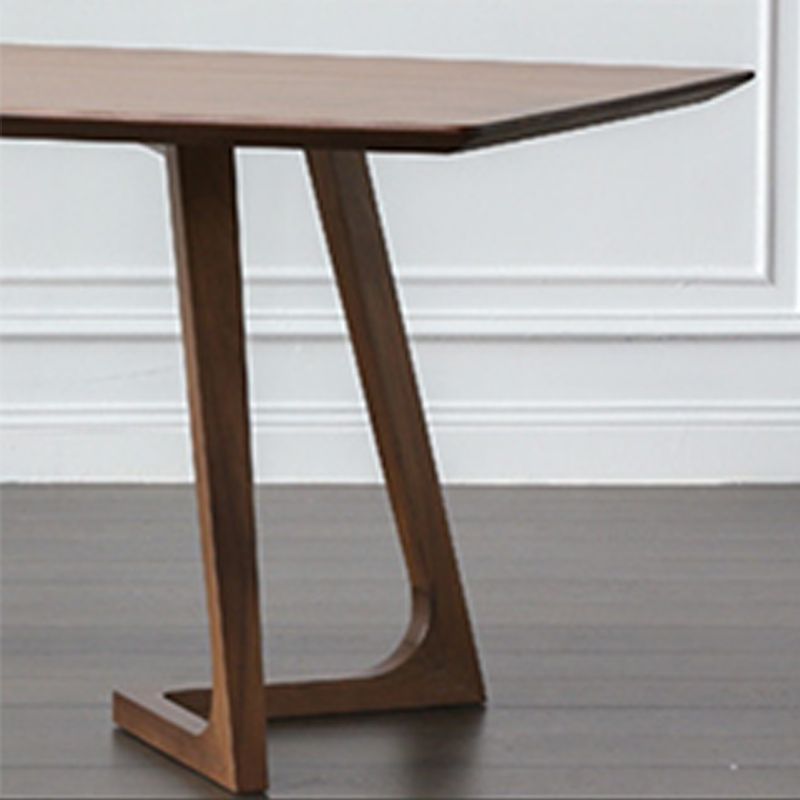 Rectangle Double Base Dining Table Modern Pine Wood Table for Living R