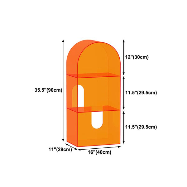 Acrylic Bookshelf Scandinavian Style Orange Open Back Bookcase for Hom