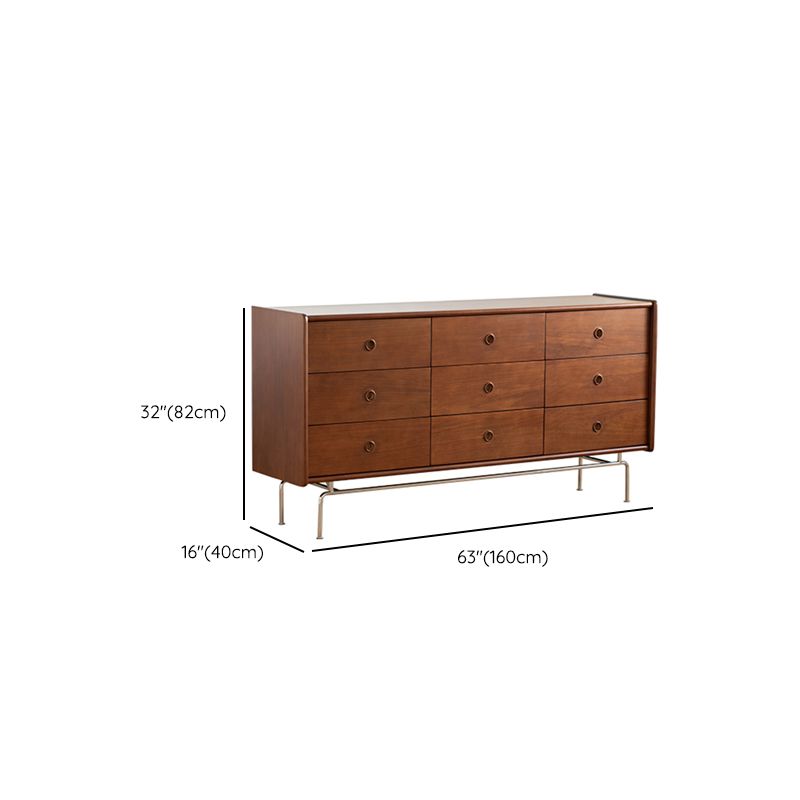 Minimalism Brown Accent Chest Rectangle Chest with Drawers for Living