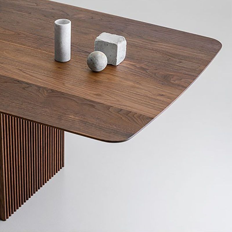 Solid Wood Modern Dining Table Rectangle Kitchen Furniture with Double