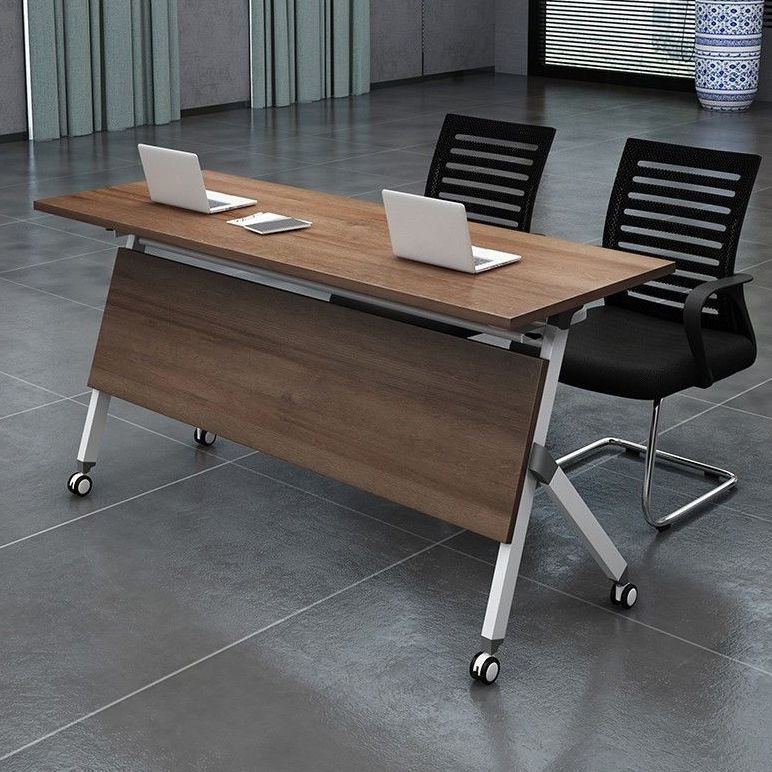 Contemporary Style Engineered Wood Desk Folding Trestle Base Desk with
