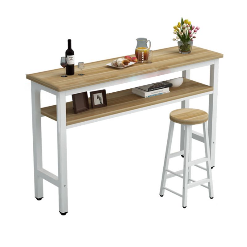 Industrial Style 40-inch Bar Table Wood Top Pub Table with Metal Base(