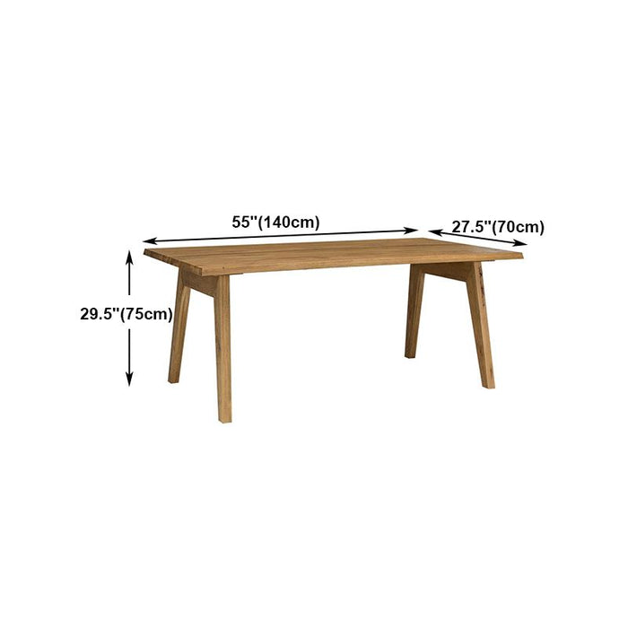 Solid Wood Contemporary Rectangular Dining Table Pine Wood Top Indoor