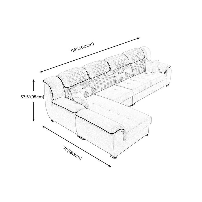 Contemporary Left Hand Facing Sectional 4-Seater Sofa with Pillow Back