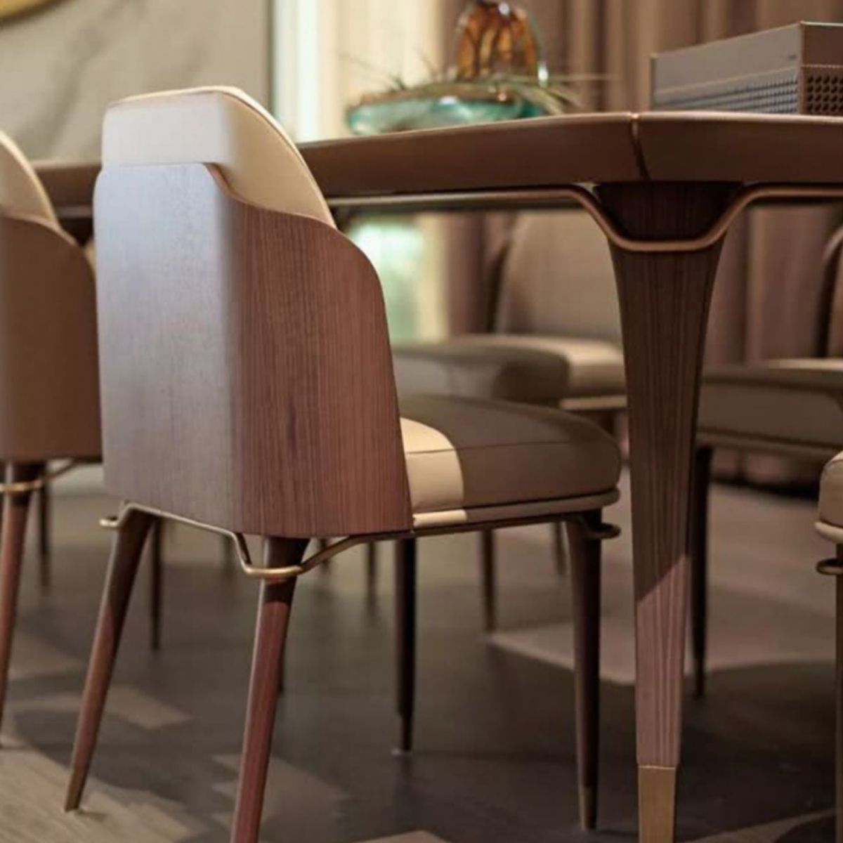 Solid Back Chair Scandinavian Design Armless Leather Dining Chair