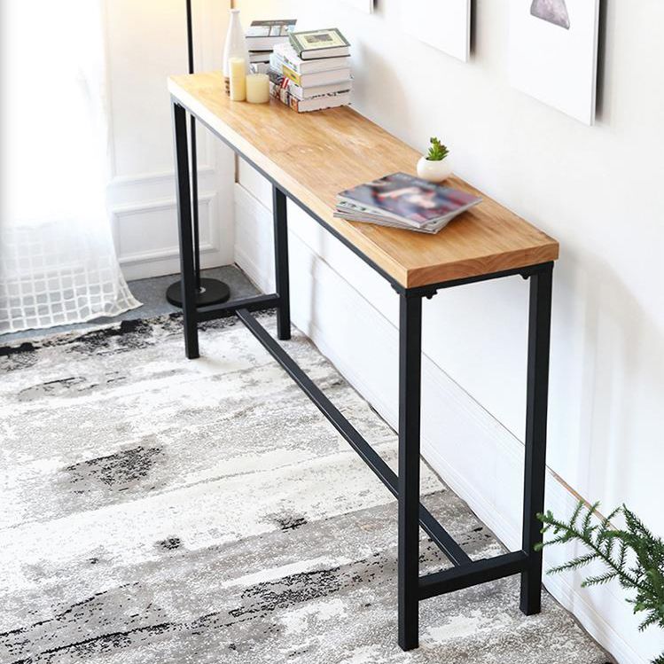 Rectangle Indoor Pub Height Dining Table Trestle Bistro Table with Foo