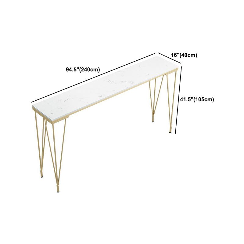 Glam Legs Counter Height Dining Table Rectangle White Stone Top Bar Ta