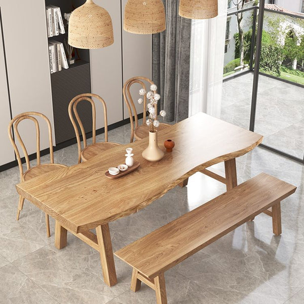 Rectangle Wood Color Dining Table Solid Wood Table Modern Style with 4
