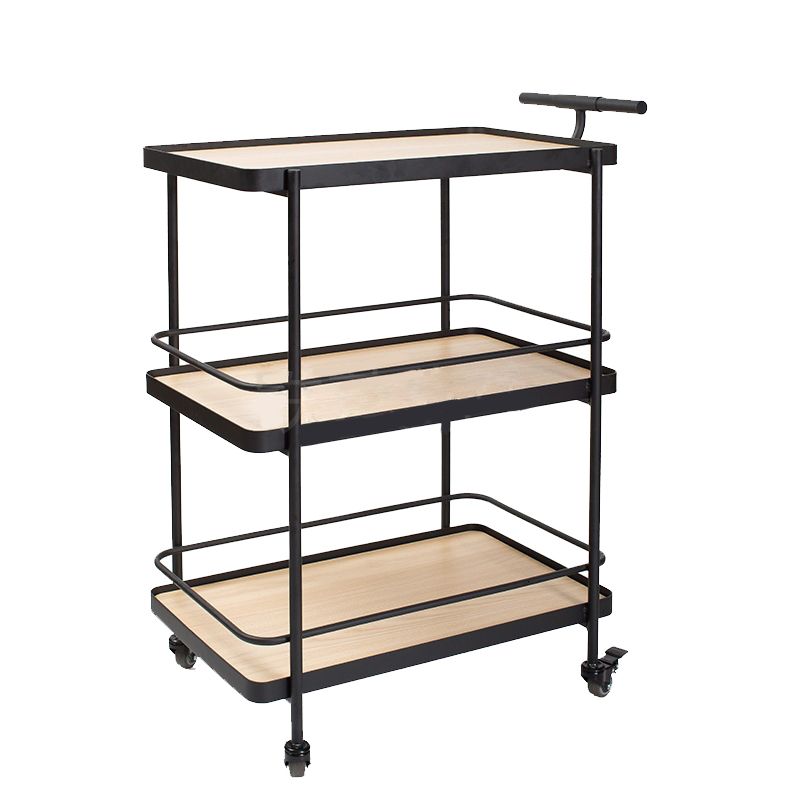 35.43"H Modern Rectangular Rolling Prep Table Reclaimed Wood Prep Tabl