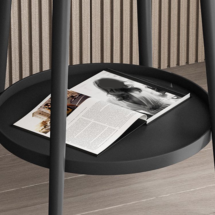 4 Legs Round Side Table Modern Slate Sofa Corner Table with Storage